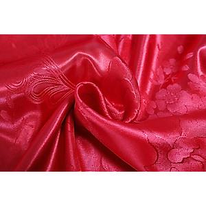 Satin Duvet Cover Queen Size, Floral Jacquard Satin Duvet Cover Set 3 Piece Luxury Silk Like Bedding Comforter Cover Set 90"x90", 2 Piece Pillowcase with Zipper Closure & Corner Ties (04,Queen)