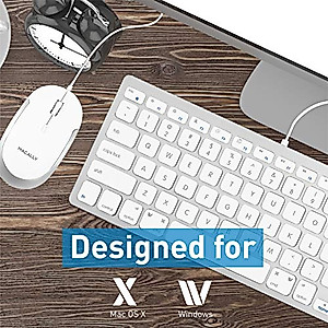 Macally USB Wired Keyboard and Mouse Combo for Mac and PC - Save Space with a Compact Small Mac Keyboard and Mouse for MacBook Pro/Air, iMac, Mac Mini/Pro - Compatible Apple Keyboard and Mouse