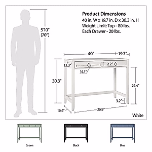 Novogratz Her Majesty 2 Drawer Writing Desk, Blue
