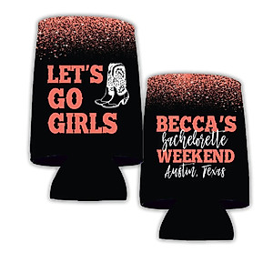 VictoryStore Customized Slim Austin Bachelorette Party Can Coolers, Bridal Shower Slim Can Holder, Bachelorette Party Favors (24)