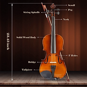 BELANITAS Kids Violin for Beginners Full Size Violin for Kids Ages 9-12 Kids 4/4 Violin Fiddle Kids Violin Beginner with Hard Case, Bow and Rosin, Student Violin, Natural