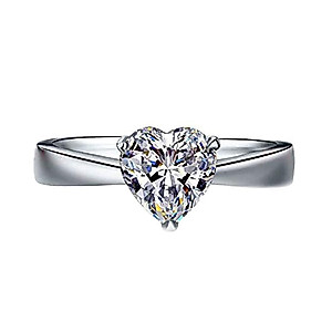 Sdouefos CZ Engagement Rings for Women 925 Sterling Silver Solitaire Cushion Love Heart Cubic Zirconia Promise Engagement Ring (5)