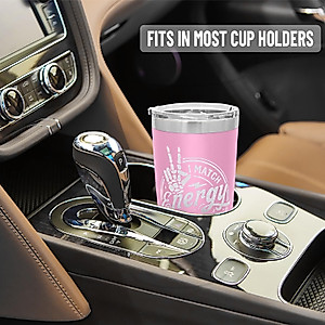 Generic Funny gifts for women/Men-match energy tumbler-Birthday Gifts for Women/Men Funny, Witty & Sarcastic Travel Coffee Mug W/Slider Lid-Cheer up somebody’s day gift-Engraved Tumbler (Baby Pink)