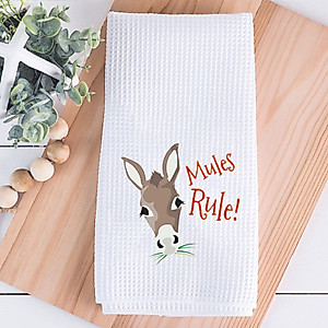 MEIKIUP Funny Mule Kitchen Towel Mule Lover Gift Backyard Farmer Gift Donkey Mule Girl Gift Mules Rule Hostess Towel Housewarming Gift (Mules Rule Towel)