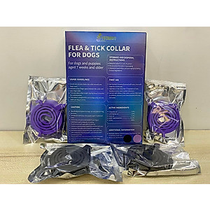 4 Pack Flea Collar for Dogs, Flea and Tick Collar for Dogs Puppies, 32 Months Flea and Tick Prevention for Dogs, Dog Flea Collar, Dog Flea and Tick Treatment-Black and Purple