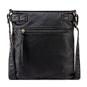 Montana West Crossbody Bag for Women Soft Leather Multi Pocket Shoulder Bags Vintage Women's Purses and Handbags MWC-046BK