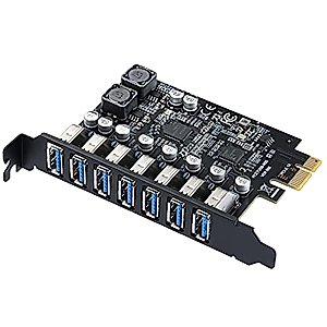 MZHOU 7 Port PCI Express Expansion Card, USB 3.0 7 Port Front Expansion Card, PCIE USB Hub Controller Adapter for Connect 7 Devices Expanded, Supports Windows 11/10/8/7 / Vista/XP (32/64-bit)