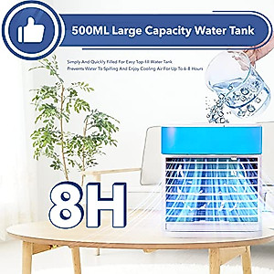 Portable Air Conditioners，USB Rechargeable Portable AC Unit, Small Air Conditioner AC Unit with 3 Fresh Wind Speeds for Personal, Mini Air Conditioner for Room Camping Car Office Ourtdoors