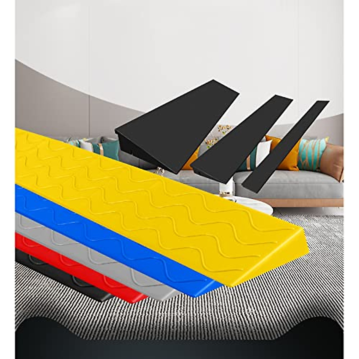 JQGGJYGG Non-Slip Ramp,Kerb Ramps,Plastic Portable Threshold Ramps,Door Step Ramp,Wheelchair Threshold Transition Strip,Disabled Access,for Wheelchair,Sidewalk,Bike,Motorcycle,Grey,100 * 7 * 1cm