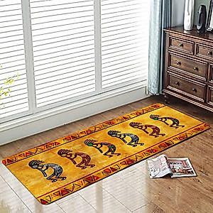 Southwestern Long Runner Rug for Hallway,Southwest Native American Kokopelli Ethnic,Rustic Rectangular Area Rug Non-Slip Floor Carpet for Bedroom Indoor Doormat Entrance Door Mat Washable Kitchen Rugs