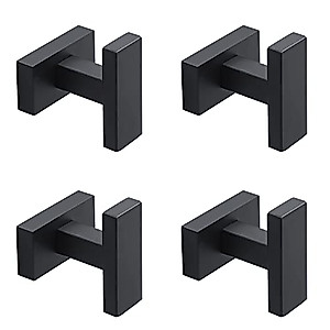 Alise Towel Hook Bathroom Single Robe Hooks Wall Mount Clothes Hook for Bedroom Kitchen Cloakroom Door Back Cabinet,GOY004B-4P SUS304 Stainless Steel Matte Black Pack of 4