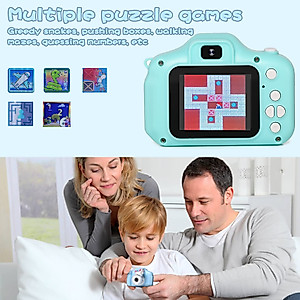 Kids Camera, Christmas Birthday Gifts for Boys Age 3-9, HD Digital Video Cameras for Toddler, Portable Toy for 3 4 5 6 7 8 Year Old Boy with 32GB SD Card (Green)