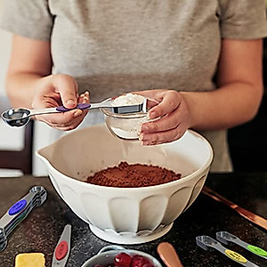 TILUCK Magnetic Measuring Spoons Set, Stainless Steel Dual Sided Spoons Set of 8, Stackable Teaspoon Tablespoon (Color, Rectangle)