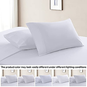 EASELAND Queen Cotton Sheet Set, 400TC, Deep Pocket, 4 Piece, White