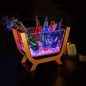 Ice Bucket for Freezer LED Ice Bucket, Luminous Ice Bucket Clear Acrylic Large Capacity with 7 Colors Changing Champagne Wine Drinks Beer Ice Cooler Bucket for Bar Party Home
