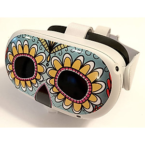 Sugar Skull (Green) Decal for Quest 2 VR Headset - Meta / Oculus - Glossy Vinyl Sticker