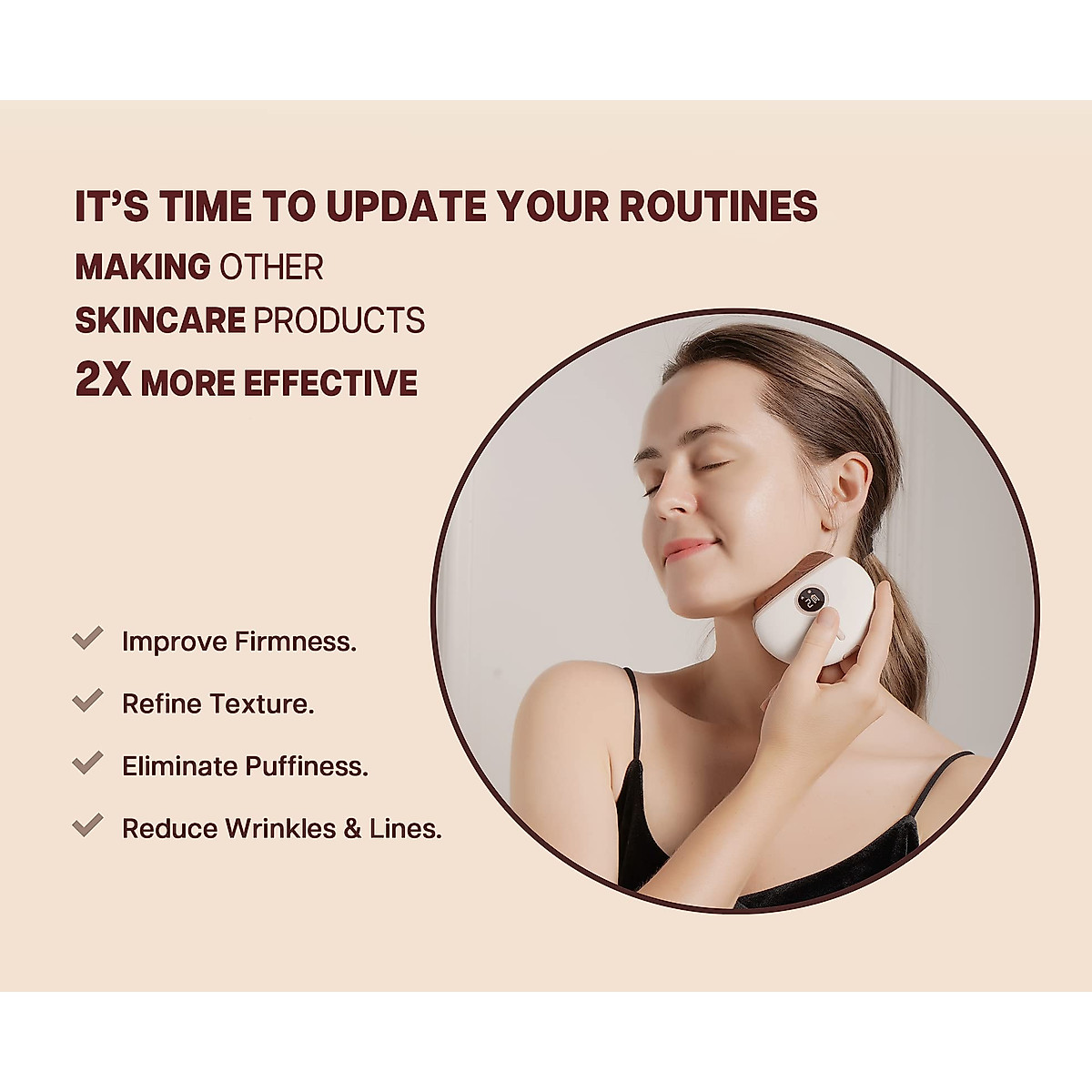 VRAIKO LUX1 Gua Sha Facial Tools, Face Sculpting Tool, Electric Face Massager with 3-Level Heat & Vibration & 1000mAh Battery, Anti-Aging, Neck & Face Lift, Wrinkle and Puffiness Reduction