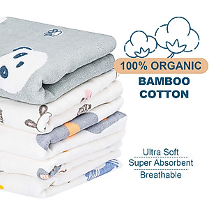 knovotch 5 Pack Muslin Burp Cloths 6 Layers Super Absorbent Baby Burping Cloths Sets for Unisex 20 by 10 Inches Burp Rags 100% Organic Cotton