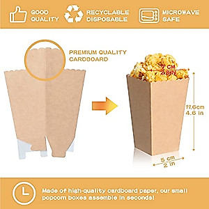Potchen 150 Pcs Popcorn Boxes Paper Bags Bulk 4.57 Inch Tall, Cardboard Cups Container Buckets for Movie Theater Carnival Birthday Party Supplies Candy Snacks Chips Holders (Kraft Style), yellow