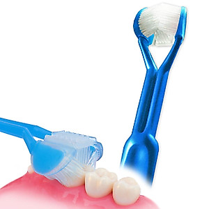 DenTrust PERIOCARE 3-Sided Toothbrush Triple Clean | Extra Gentle Gum Massage for Sensitive Gums | Made USA | Tongue Scraper for Fresh Breath