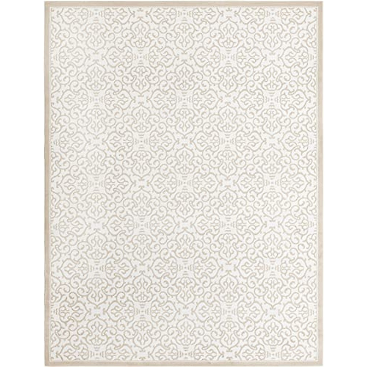 Unique Loom Rushmore Collection Area Rug - Johnson (9'x 12' 2" Rectangle, Snow White/ Beige)