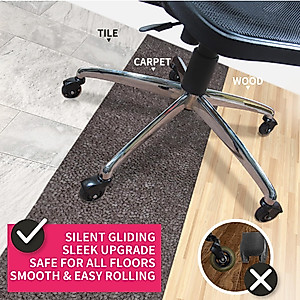 IKEA Office Chair Wheels Replacement for Hardwood Floor and Carpet, 10mm Stem Size, 2.5" Roller Blade Style, Replacement Rubber Chair Casters Set of 5 (Black/Clear)