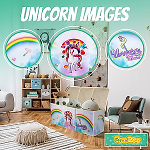 Toy To Enjoy Kids Toy Box - Large Stuffed Animal Storage, Collapsible Toy Chest Bin, Durable Fabric Toy Box for Boys & Girls - Storage Basket with Lid & Removable Inserts, 38x13x15 Inches (Unicorn)