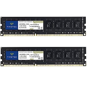 Timetec 8GB KIT (2x4GB) DDR3 / DDR3L 1333MHz PC3-10600 Non ECC Unbuffered 1.5V / 1.35V CL9 Dual Rank for Dell Optiplex 780 DT/MT/SFF Memory Ram Upgrade and More (Low Density 8GB KIT (2x4GB))