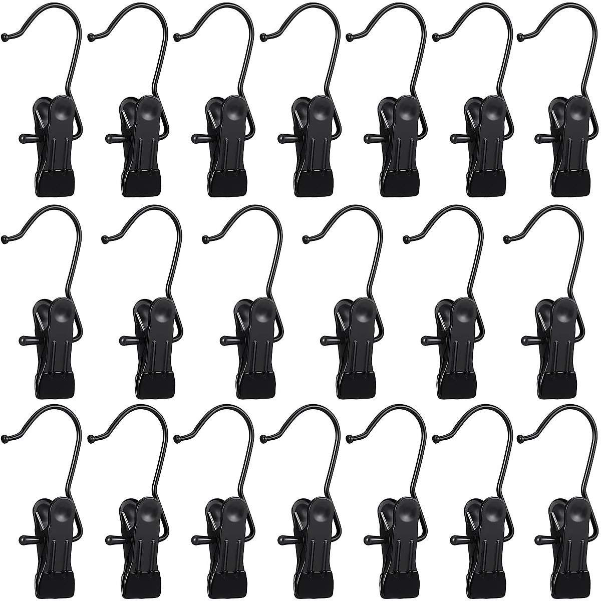 Boot Hanger for Closet, Laundry Hooks with Clips, Boot Holder, Hanging Clips, Portable Multifunctional Hangers Single Clip Space Saving for Jeans, Hats, Tall Boots, Towels (Black,20 Pieces)