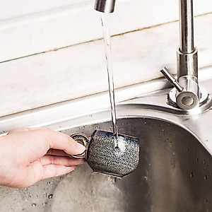 KYBSCZ Ceramic Espresso Cups Set of 4, 3 Ounces Demitasse Cups, Porcelain Mini Coffee Cups, Small Ceramic cups set Made by Fambe Reactive Glaze,Caramel Gray