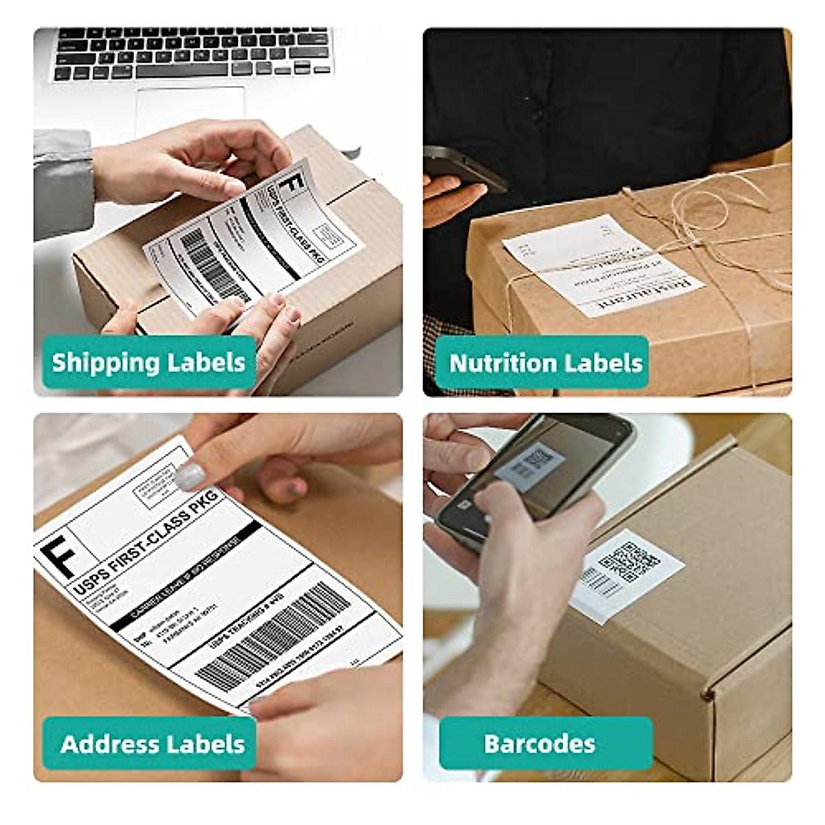 Label Printer with Thermal Shipping Blue Label - 4" x 6", 500 Sheets