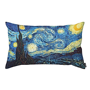 Yekiua Starry Night Pillow Cases Van Gogh Oil Panting Art Classic Creative Star Cloud Universe Pillow Sham Throw Pillow Covers One Side Printing 20X36 Inches King Size