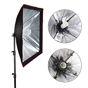 LimoStudio 20 x 28 inch Soft Box Reflector, Lighting Diffuser with 85W Photographic Lighting Bulb and Light Stand Tripod, Honeycomb Grid and White Cover Diffuser, Photo Video Studio, AGG2608