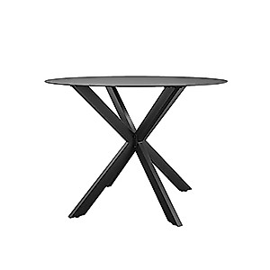 CosmoLiving by Cosmopolitan 88289BGYE, Circi Collection, Glass Top, Black and Charcoal Dining Table