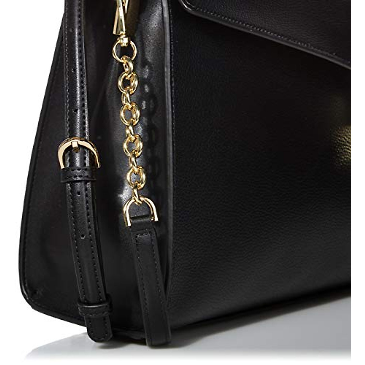 Calvin Klein Iris Hermine Leather Top Handle Satchel, Black/Gold