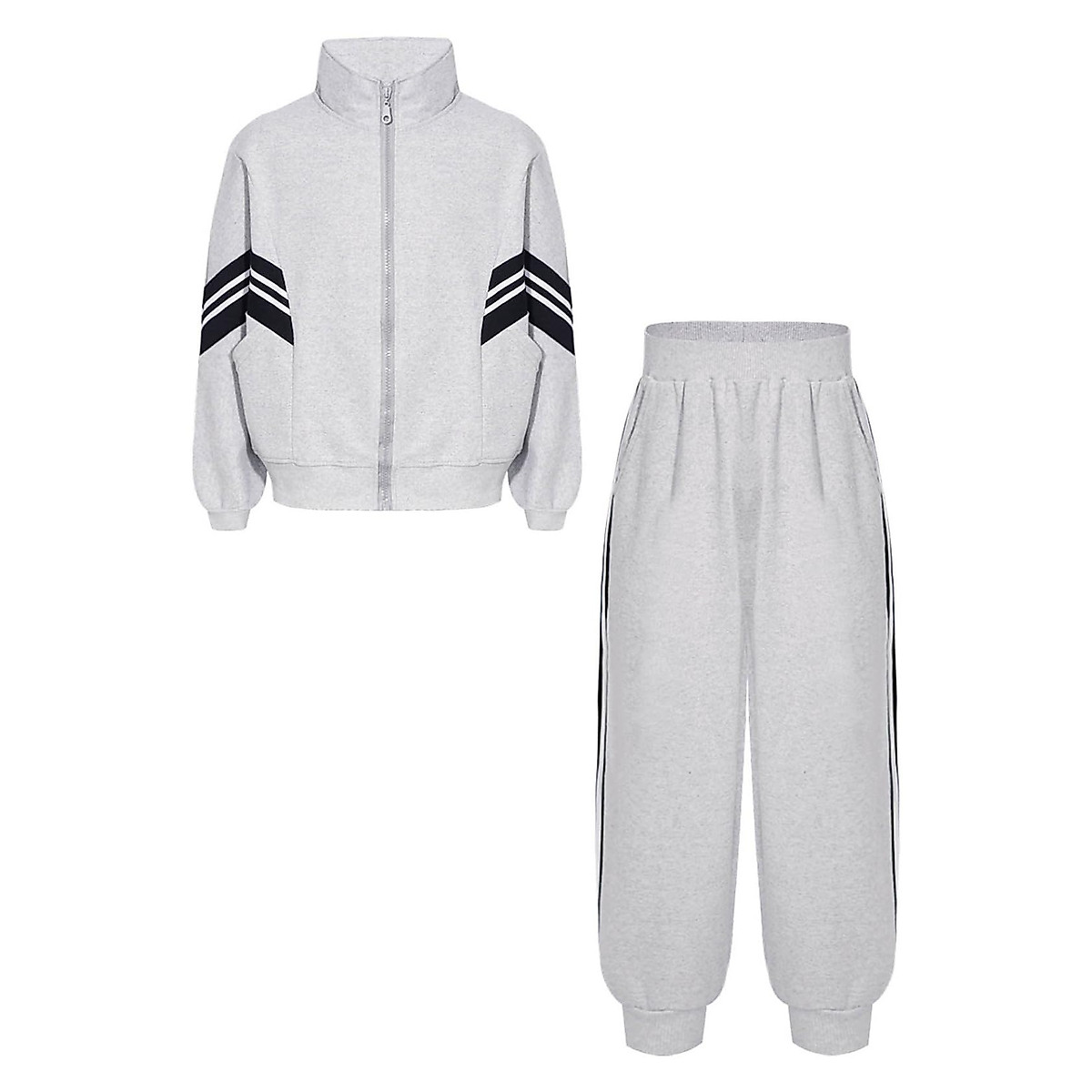 Linjinx Kids Boys Full Zip Jacket Shirt Sweatshirt and Athletic Jogger Pants Set Sweatsuit Tracksuit Grey 7-8 Years