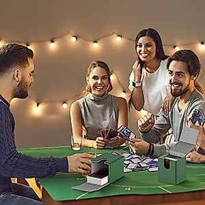 Bheddi Card Deck Box compatible with YGO Cards, Card Holder Cases with 2 Dividers per Holder, Large Size Fit 110 Cards (Hexagram-Green)