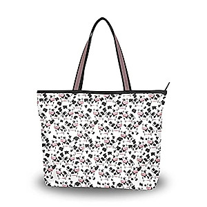 KFBE Women Tote Bags Cow Animal Top Handle Satchel Handbags Shoulder Bag for Shopping L 20800269