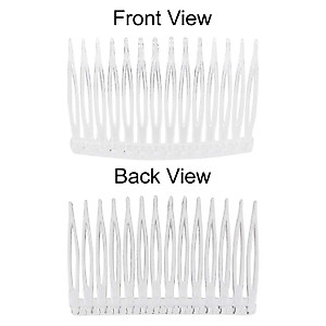 Lawie 20 Pack Clear Small Plastic Hair Side Comb With Long Teeth Thin Fine Gray Hair Pins White Mini Barrettes for Women Bridal Wedding Veil Decorative DIY Craft Headpiece French Twist Bun Accessories