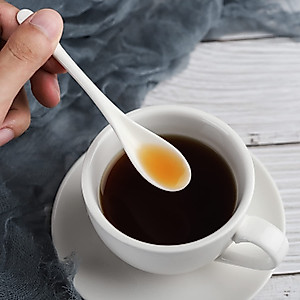 Ice Cream Spoons Ceramic Dessert Spoon Set of 4 Teaspoons Espresso Spoon Porcelain Spoons for Coffee Tea Yogurt Desserts Egg (4)