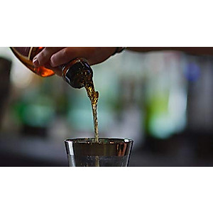 AmeriPour - Whiskey Pourer for Liquor Bottles – With Flap - Made 100% In USA. Great Whiskey Gift For The Home Bar! (1, Amber - Large Cork)