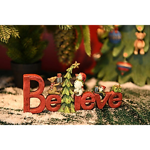 Newman House Studio Believe Sign Christmas Decor Tabletop - Christmas Holiday Figurine Christmas Decorations 8.5 * 1.5 * 4 Inch