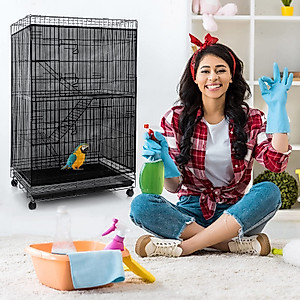 Shappy Large Bird Cage Net, Bird Cage Seed Catcher, Adjustable Soft Airy Mesh Net, Birdcage Skirt Guard for Parrot Parakeet Macaw Round Square Cages(59.8 x 39.4 Inch/ 152 x 100 cm,Black)