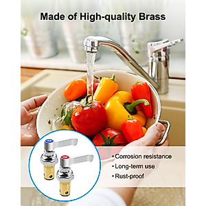 Handle Stem Assembly Fit for all T&S brass Faucets, Blue Cold and Red Hot Side Spindle Assembly Valve Replacement Part Replaces 002713-40 002714-40