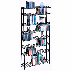 Atlantic Maxsteel 8-Tier Heavy Gauge Steel Wire Storage Shelving, holds up to 440 CD; or 228 DVD; or 264 Blu-Ray/Video Game discs, also great for organize collectable/memorabilia, in Black – PN 3020