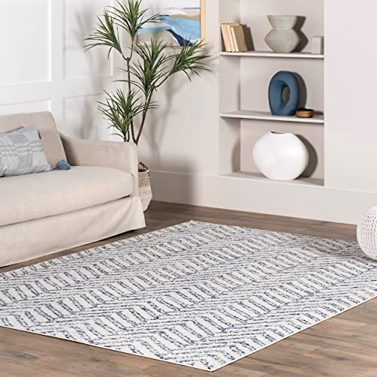 nuLOOM Rosanne Transitional Striped Area Rug, 6' 7" x 9', Blue