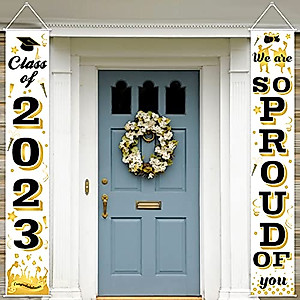 Graduation Party Decorations 2023, Congrats Class of 2023 Backdrop, 2023 Graduation Banner Party Decorations Front Door Porch Sign for Indoor/Outdoor Background for 2023 Graduation Party Supplies