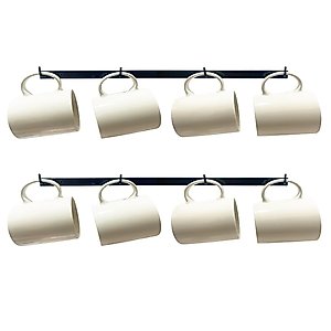Mug Holder Wall Mounted Metal Coffe Mug Wall Rack 2 Packs Coffe Cup Holder Organizer for Wall, 8 Mug Hooks Storage Kitchen Dining Room Coffee Bar