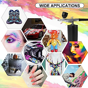 Airbrush Kit with Compressor, Auto Handheld Airbrush Gun with 0.3mm Tip, Rechargeable, Portable Air Brushes for Painting, Tattoo, Nail Art, Model Coloring, Makeup, Cake