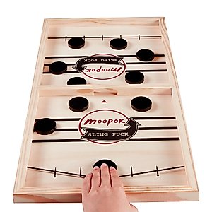 moopok Fast Sling Puck Game,Wooden Hockey Game,Super Foosball Table,Desktop Battle Parent-Child Interaction Winner Slingshot Game,Adults and Kids Family Game Toys